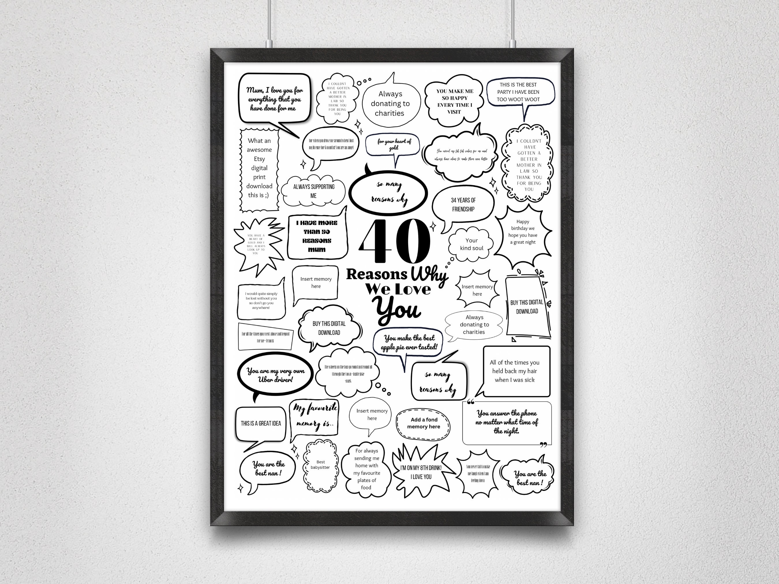 40 Reasons Why Things We Love About You 40th Birthday Gift - Etsy