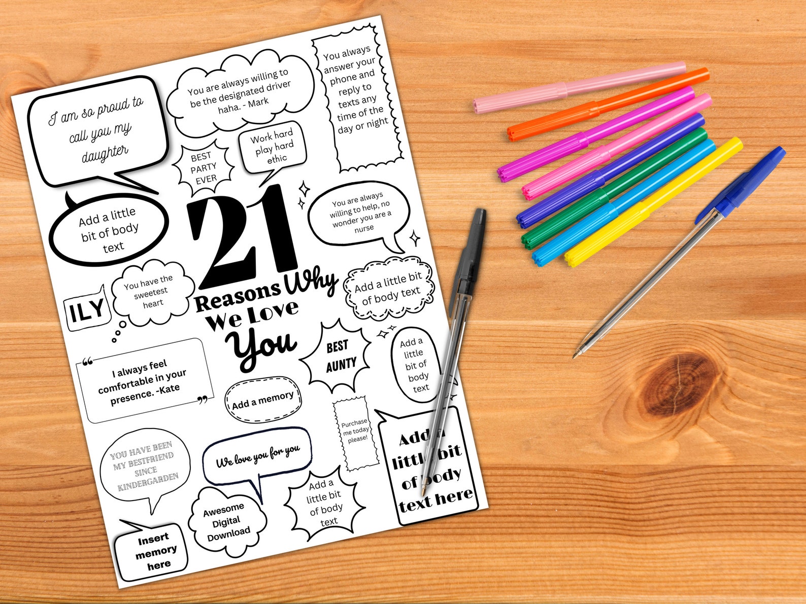 21 Reasons Why, Things We Love About You 21st Birthday Gift Poster ...