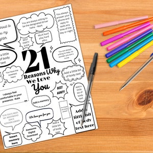 21 Reasons Why, Things We Love About You 21st Birthday Gift Poster ...