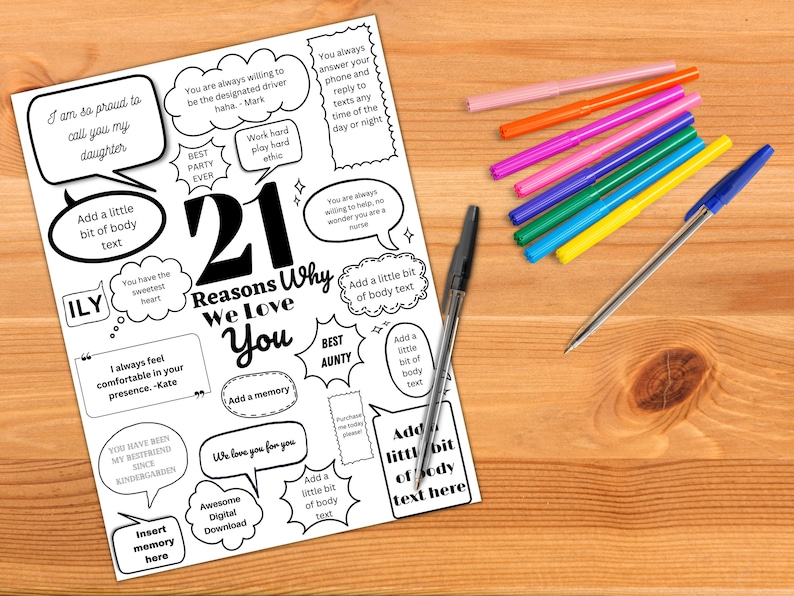 21 Reasons Why, Things We Love About You 21st Birthday Gift Poster ...
