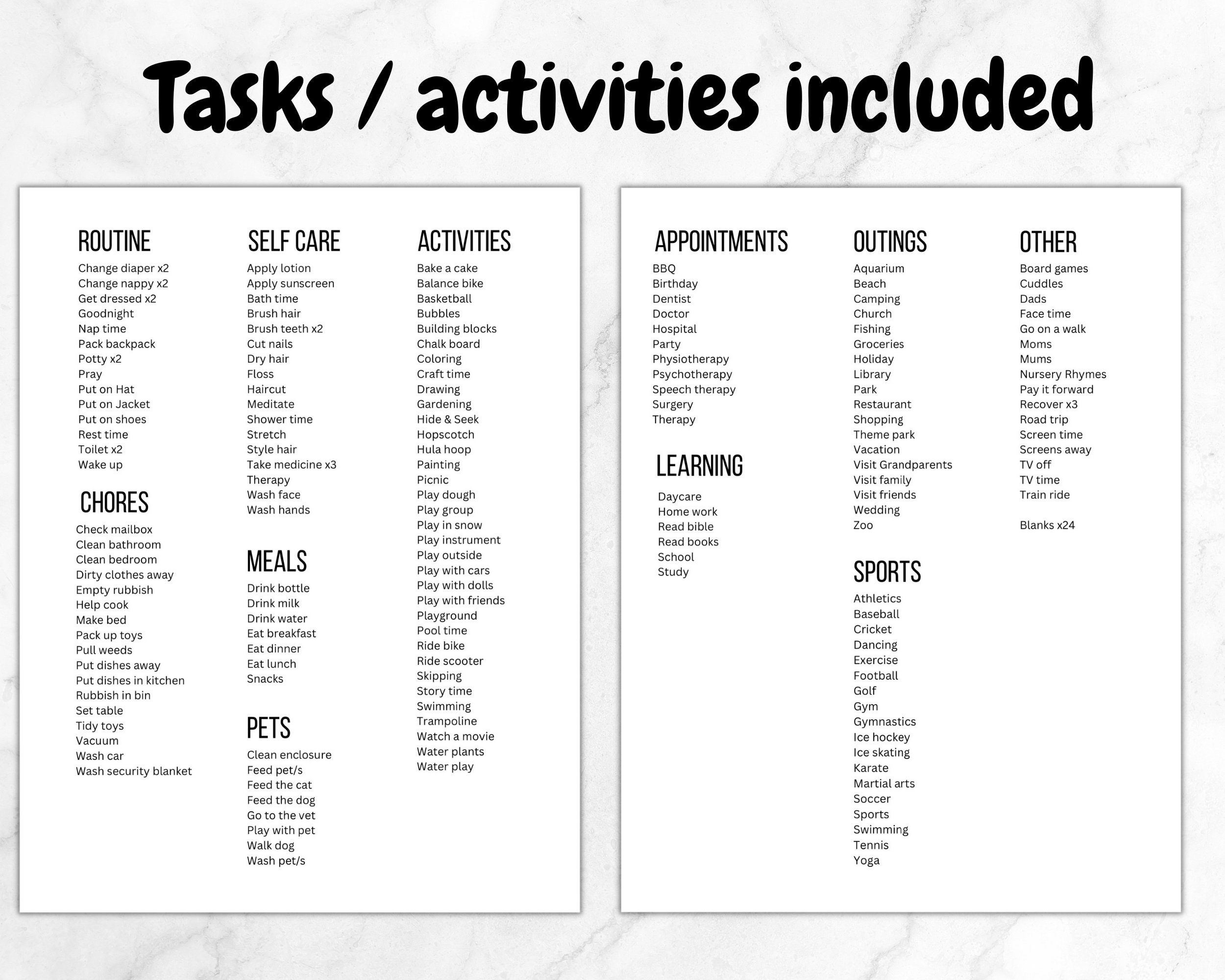 Kids Toddler Interactive Routine Daily Chart Visual Pictures Realistic ...