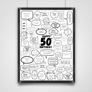 50th Birthday Gift Guest Board Poster, 50 Reasons Why, Personalized ...