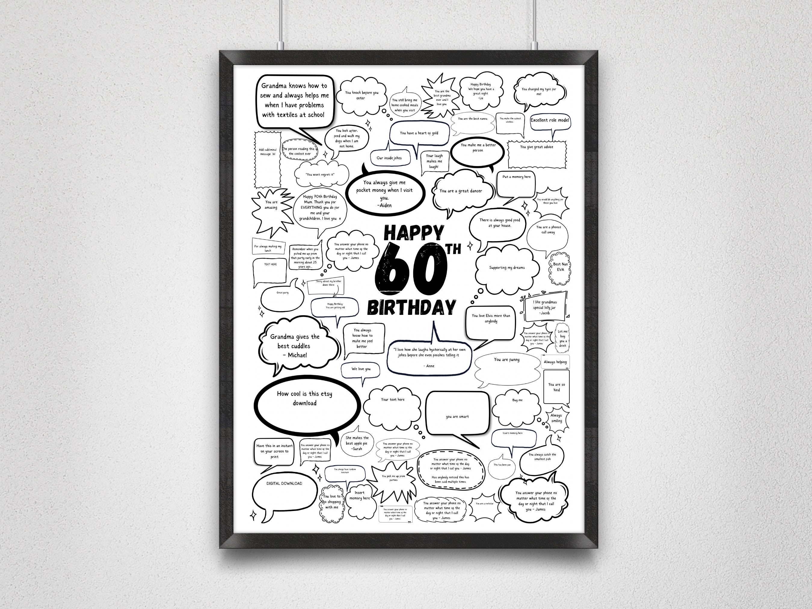 60th Birthday Guest Signing Poster Personalized Digital Print Template ...