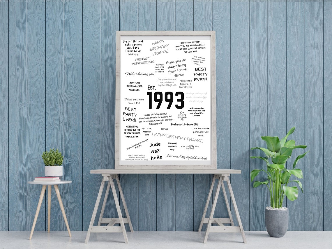 Est. 1993 30th Birthday Signature Board Established in 1993 30th ...