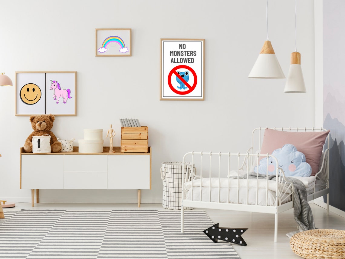 No Monsters Allowed Poster Monster Free Zone Sign No Monsters Allowed ...