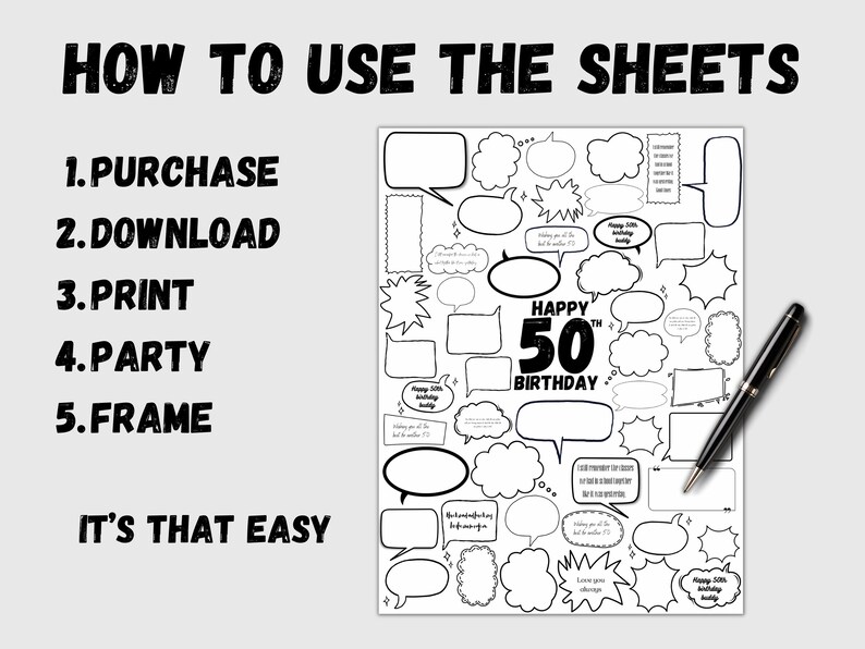 50th Birthday Gift Guest Board Poster, 50 Reasons Why, Personalized ...