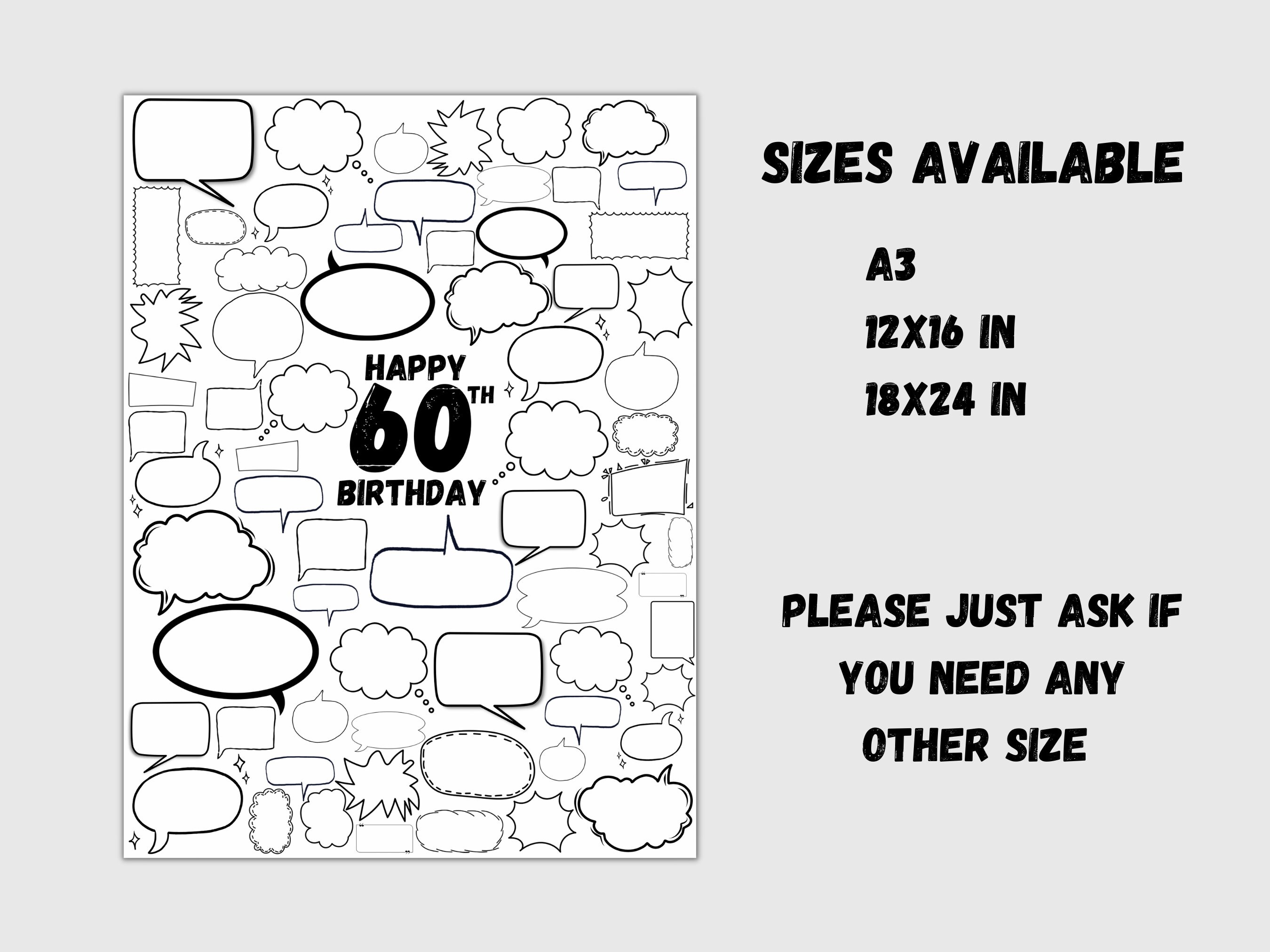 60th Birthday Guest Signing Poster Personalized Digital Print Template ...