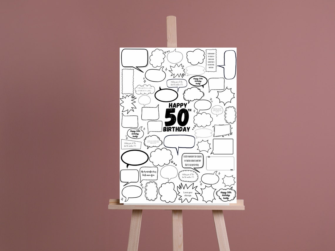 50th Birthday Gift Guest Board Poster, 50 Reasons Why, Personalized ...