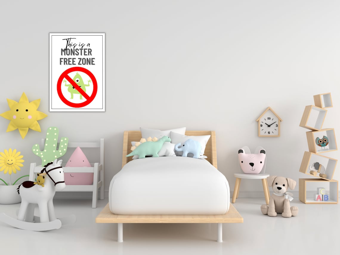 No Monsters Allowed Poster Monster Free Zone Sign No Monsters Allowed ...