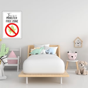 No Monsters Allowed Poster Monster Free Zone Sign No Monsters Allowed ...