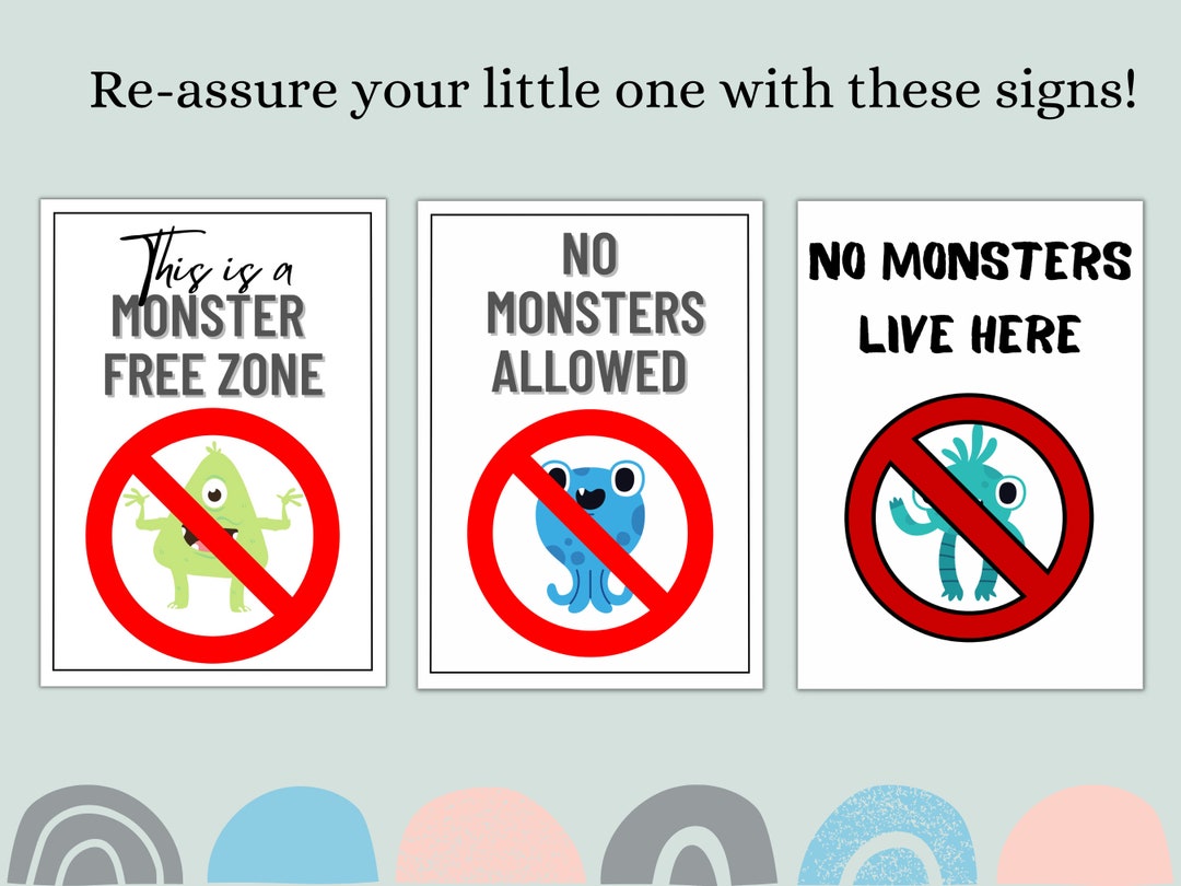 No Monsters Allowed Poster Monster Free Zone Sign No Monsters Allowed ...