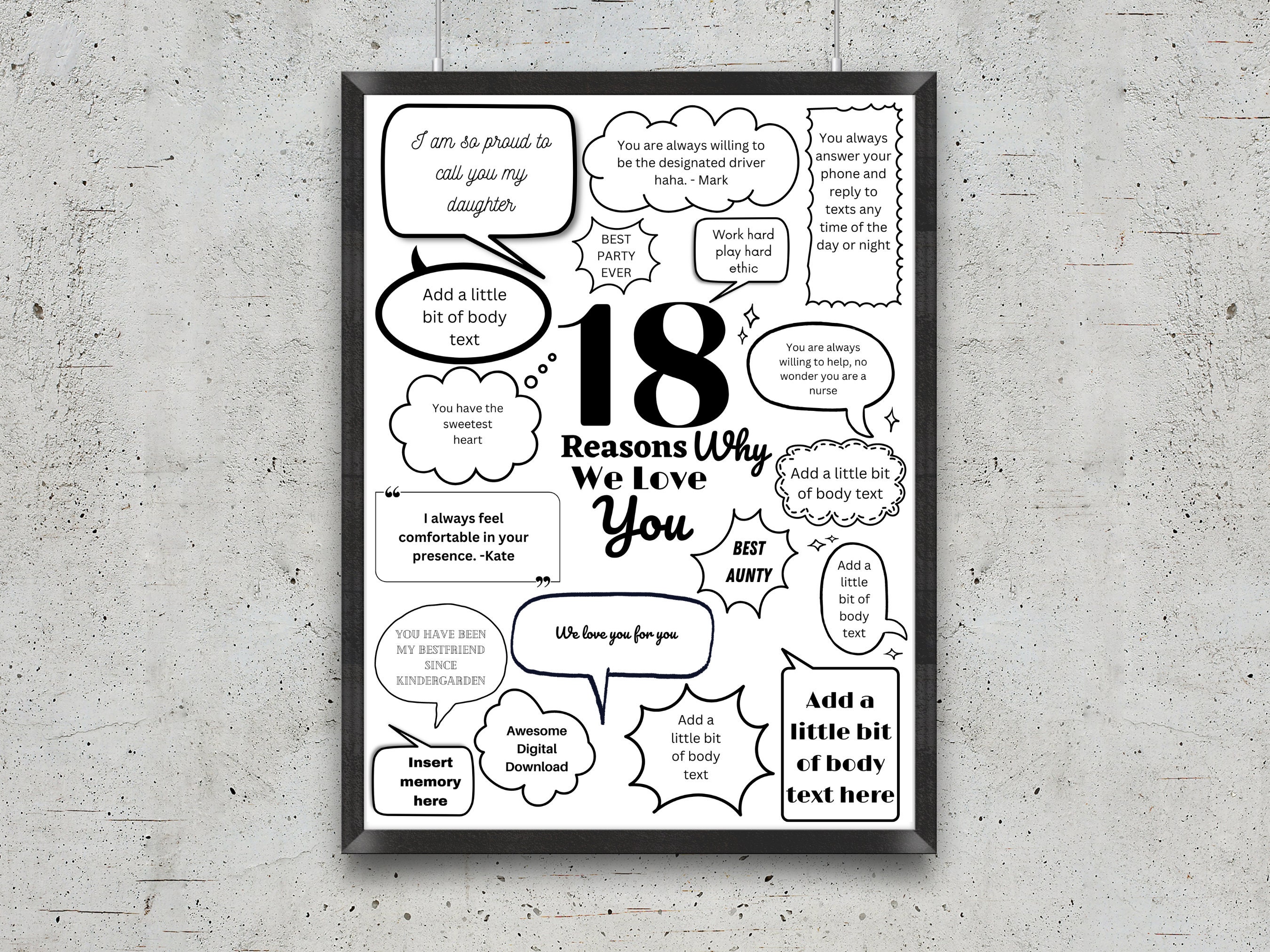 18 Reasons Why, Things We Love About You 18th Birthday Gift Poster ...