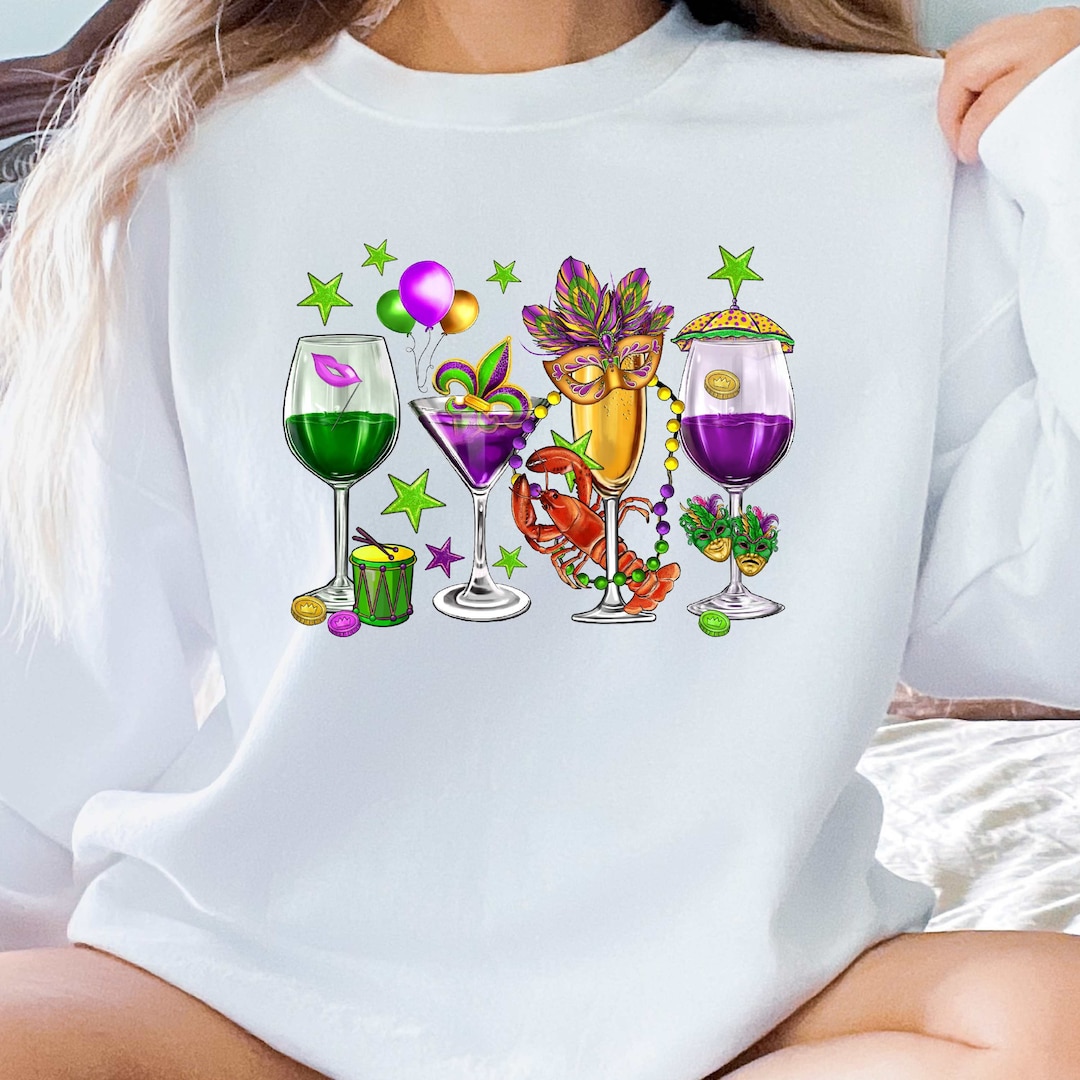 Mardi Gras Drinking Team Sweatshirt,nola Shirt,fat Tuesday Shirt,flower ...