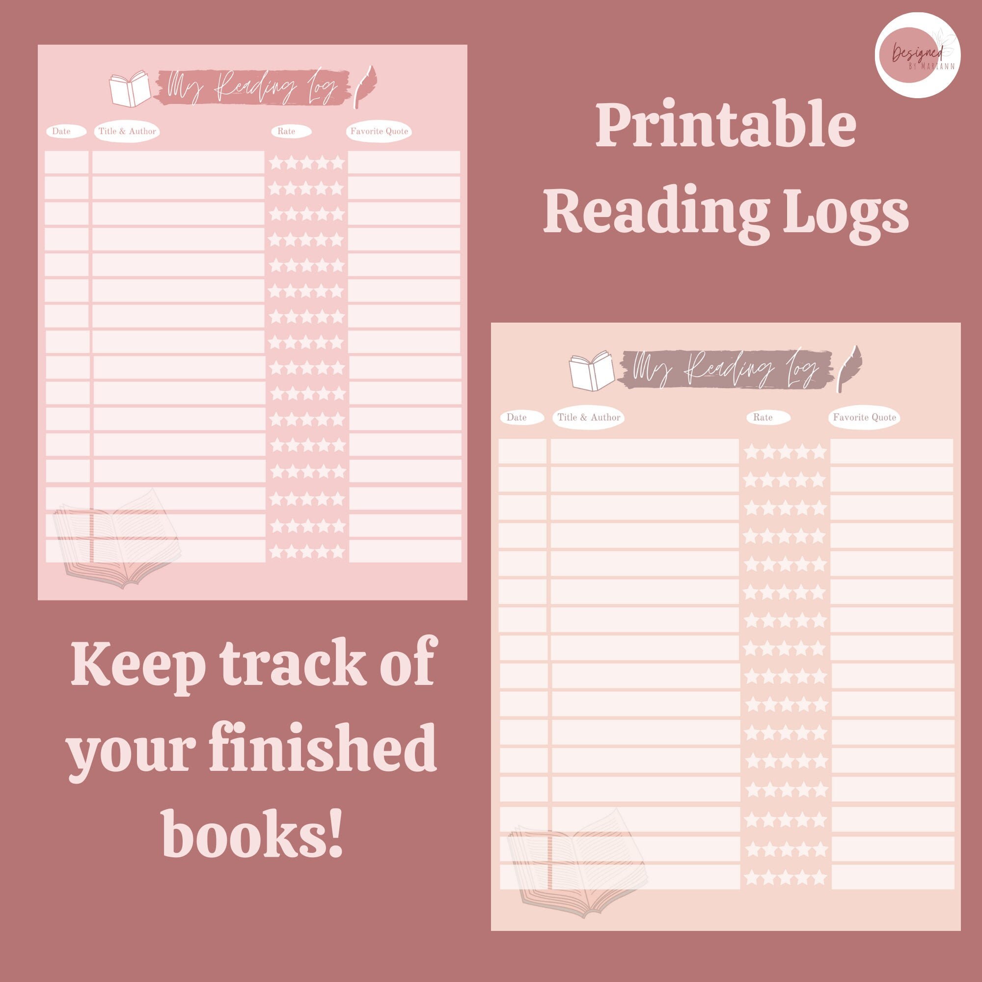 Printable Pastel Aesthetic Reading Log Reading Tracker for | Etsy