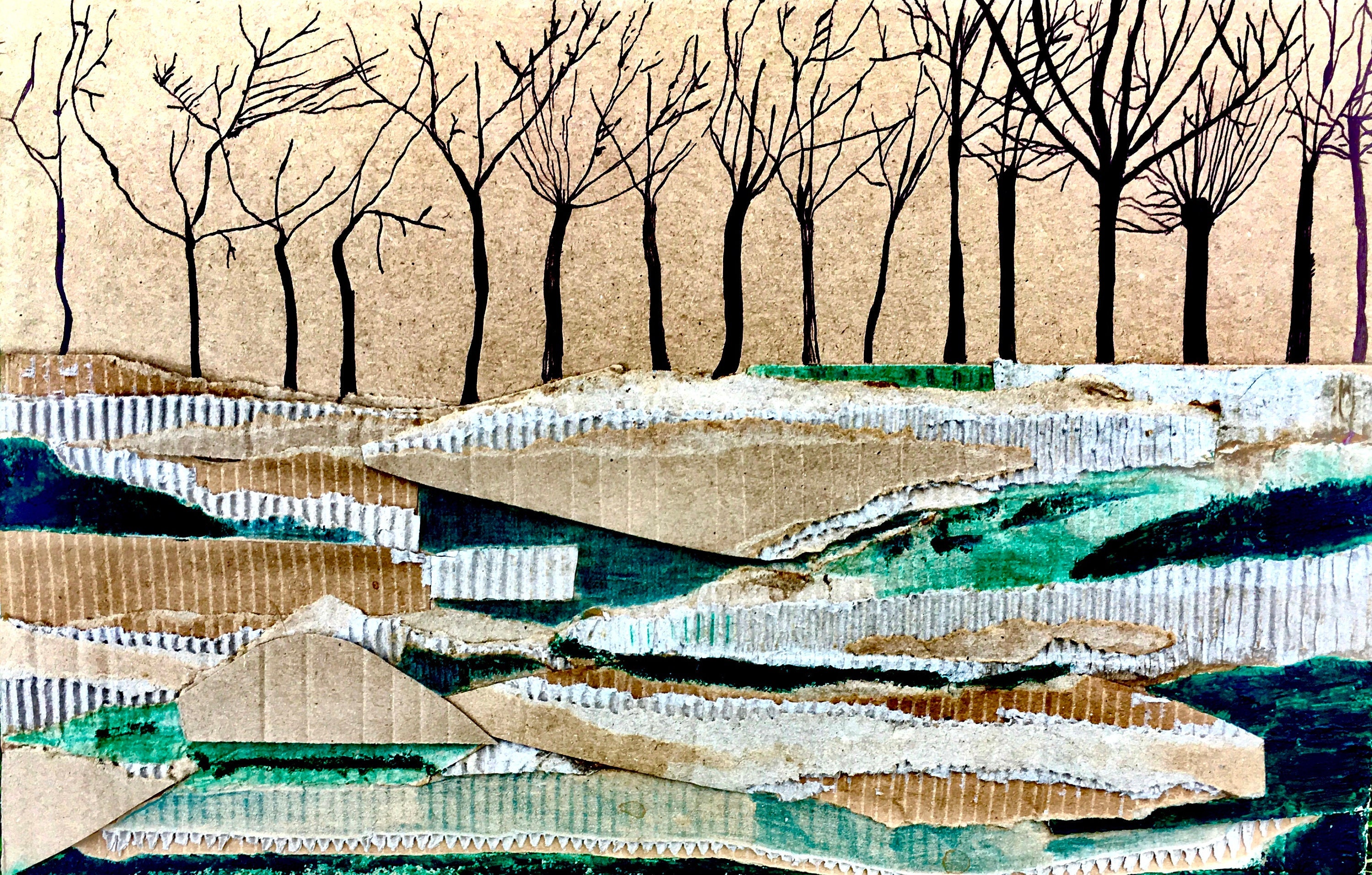 Amazon - Original Forest Nature Art Mixed Media Collage on Cardboard - Etsy