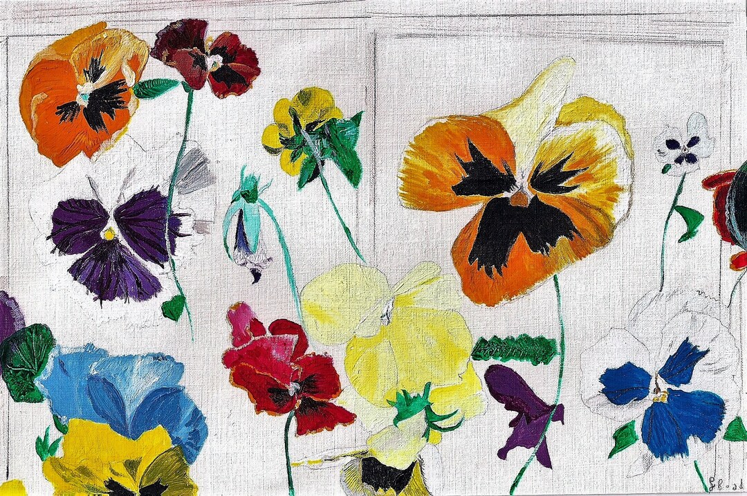 Welcome Original Pansy Mixed Media Wall Art on Linen Paper - Etsy