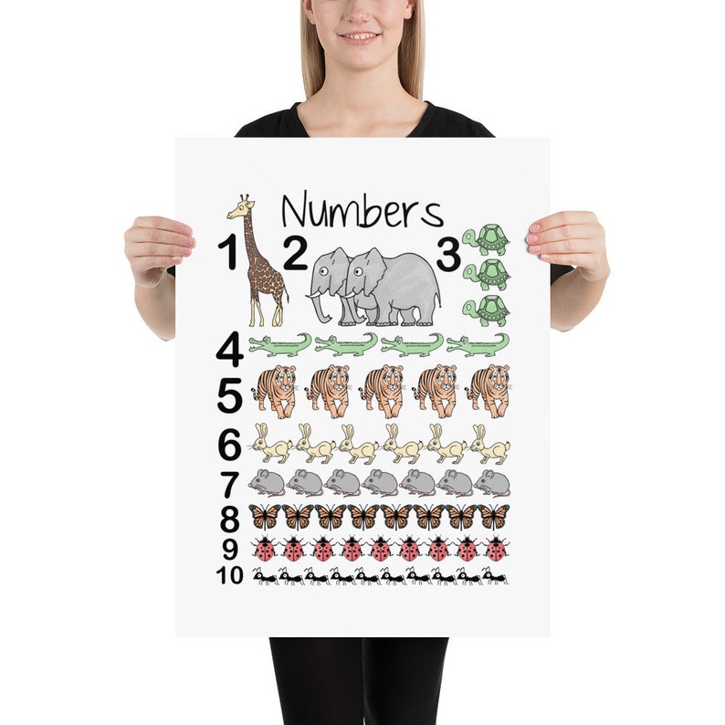Children's Number Poster, Animal Counting Print, 123 Poster, Counting ...