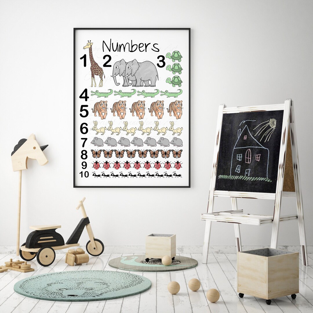Children's Number Poster, Animal Counting Print, 123 Poster, Counting ...