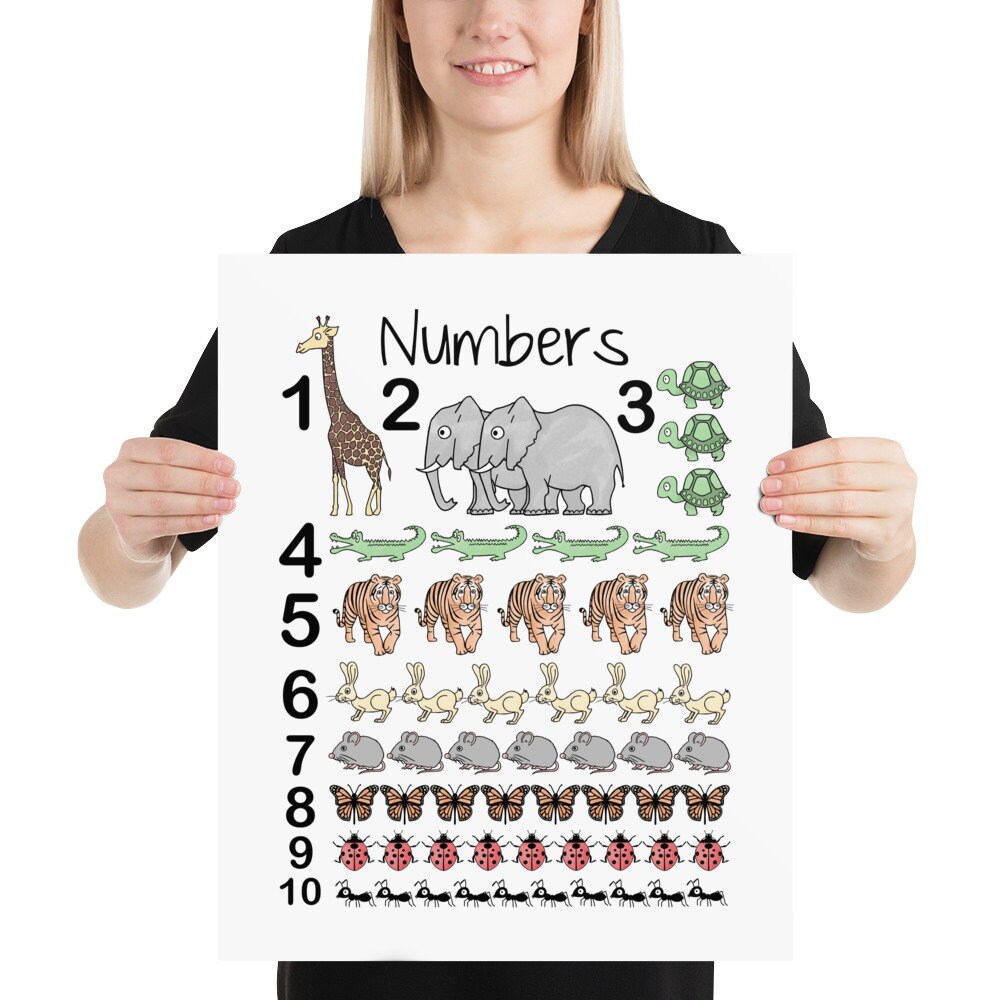 Children's Number Poster, Animal Counting Print, 123 Poster, Counting ...