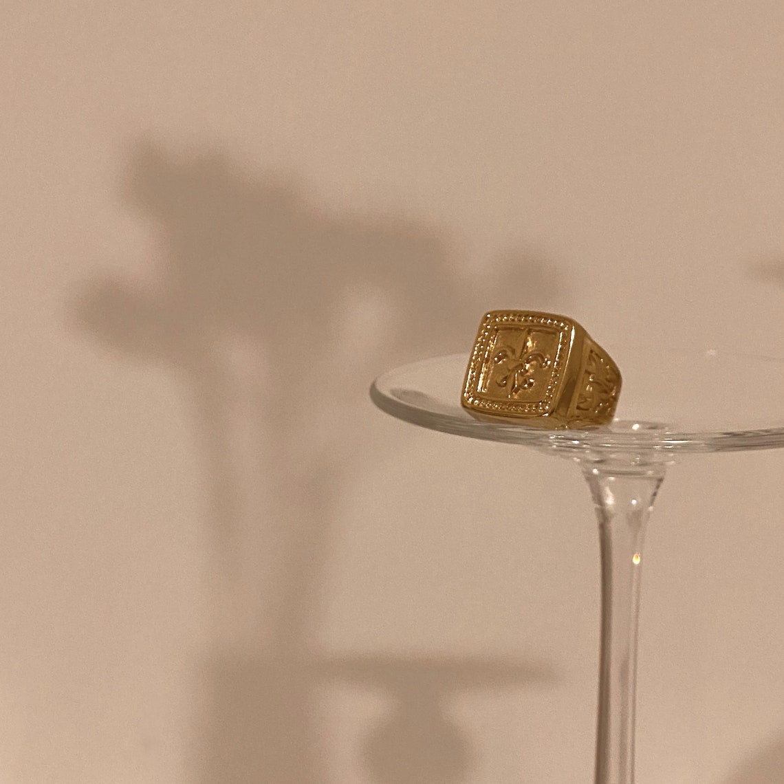 Gold Signet Pinky Ring Gold Square Chunky Pinky Ring Fleur - Etsy