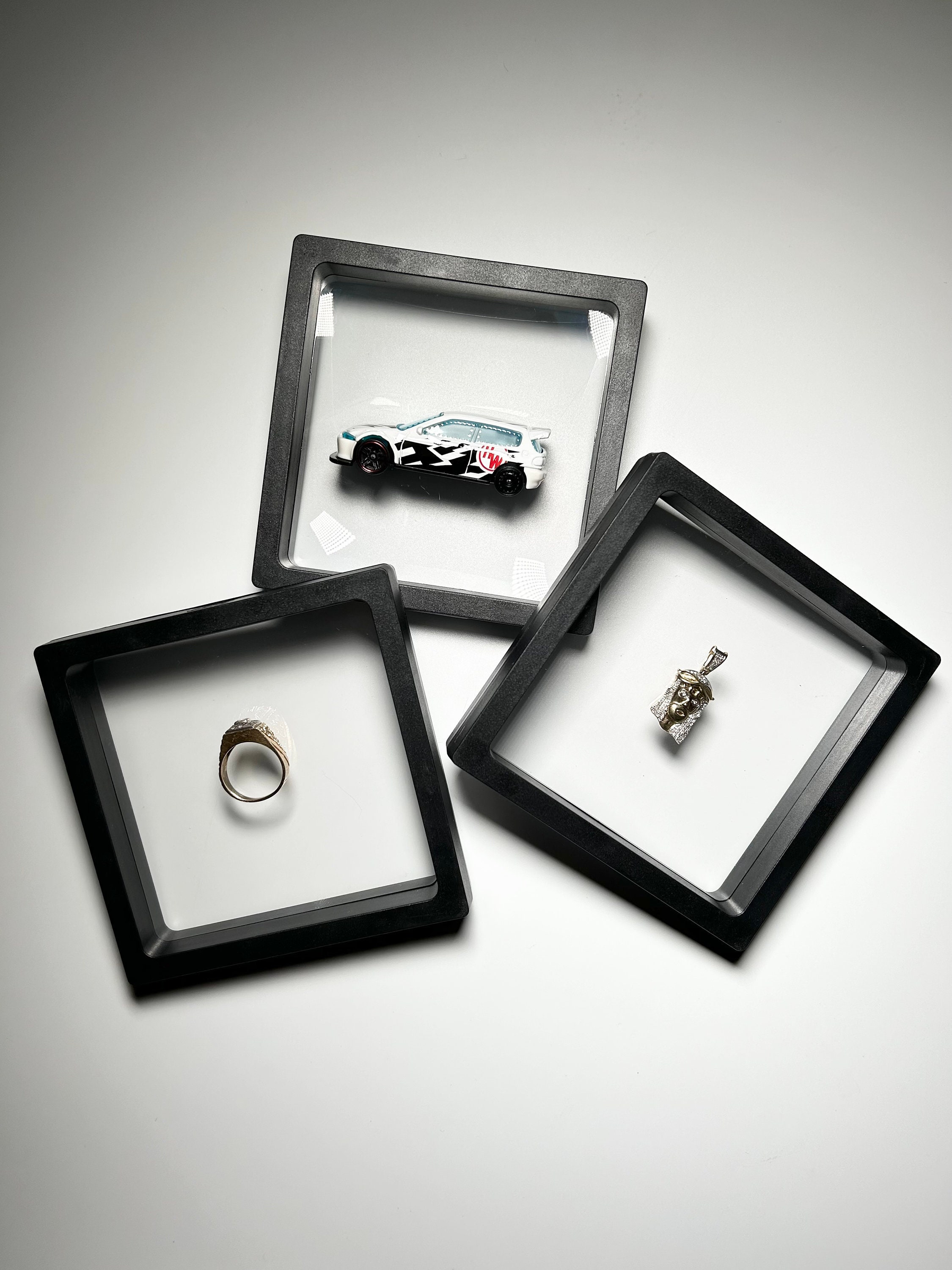 3D Floating Frame Display Case Black Suspension Jewelry - Etsy