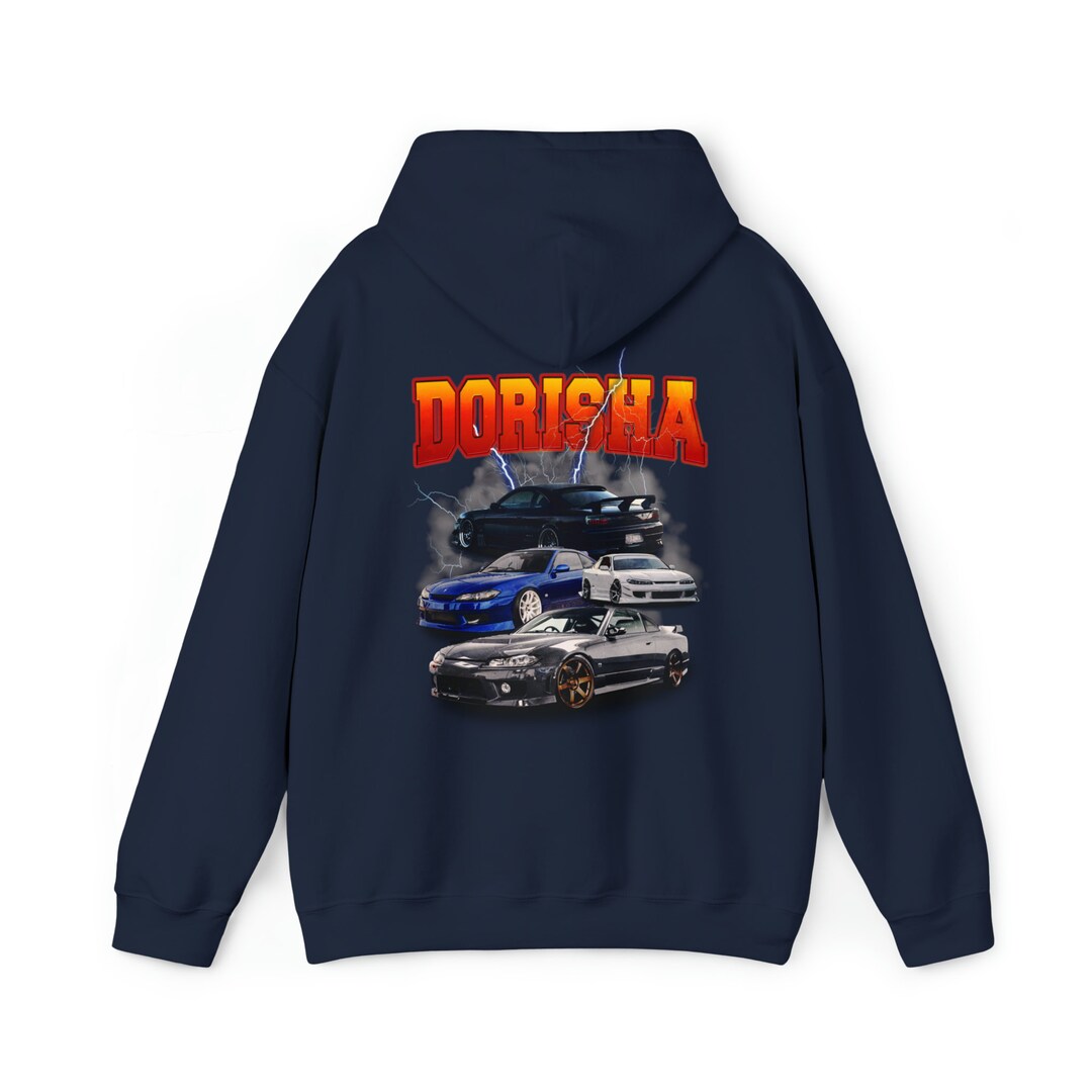 Nissan Silvia S15 90s Car Bootleg Hooded Sweatshirt Dorisha JDM Race ...