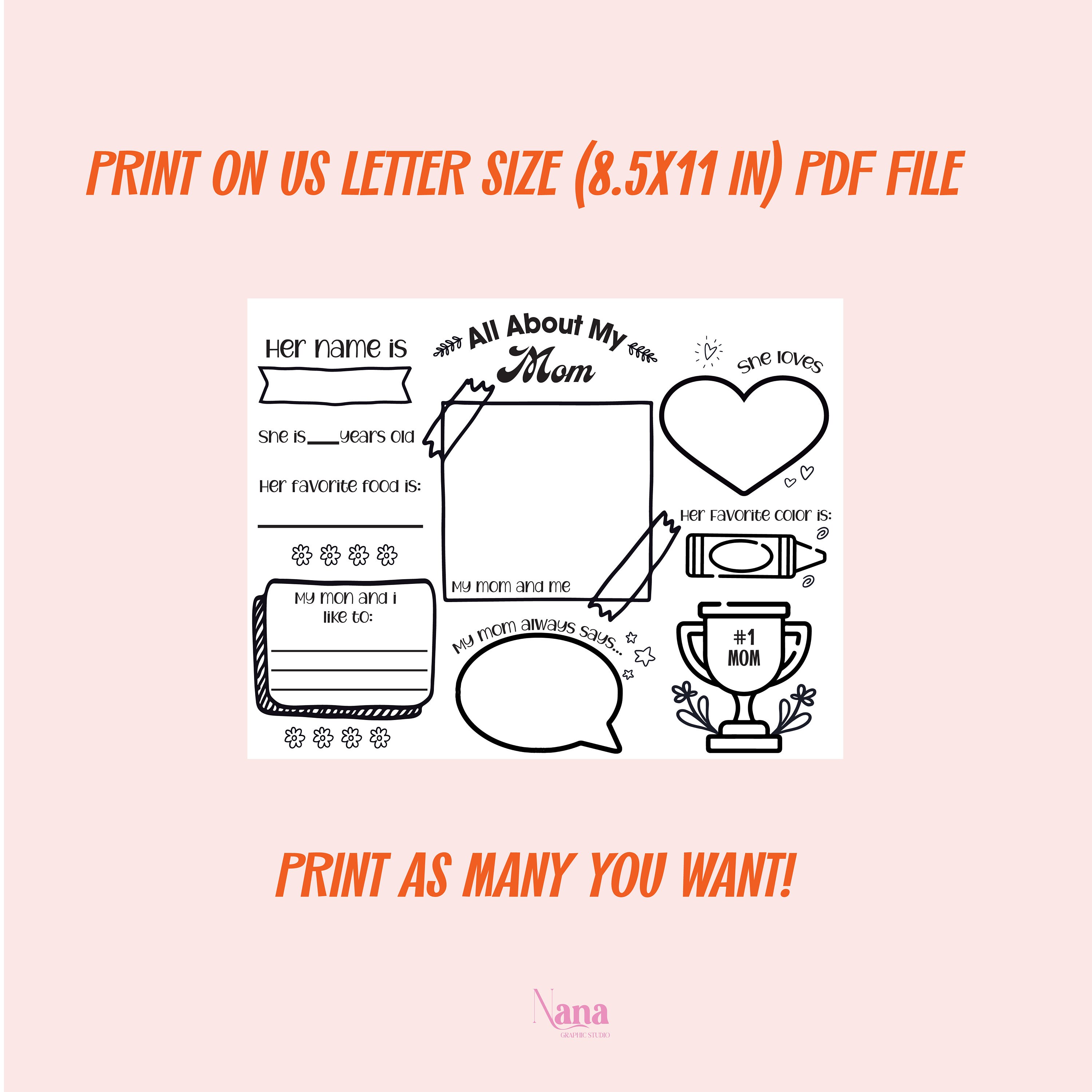 Mother's Day Printable: All About My Mom Activity Page (PDF) - Etsy
