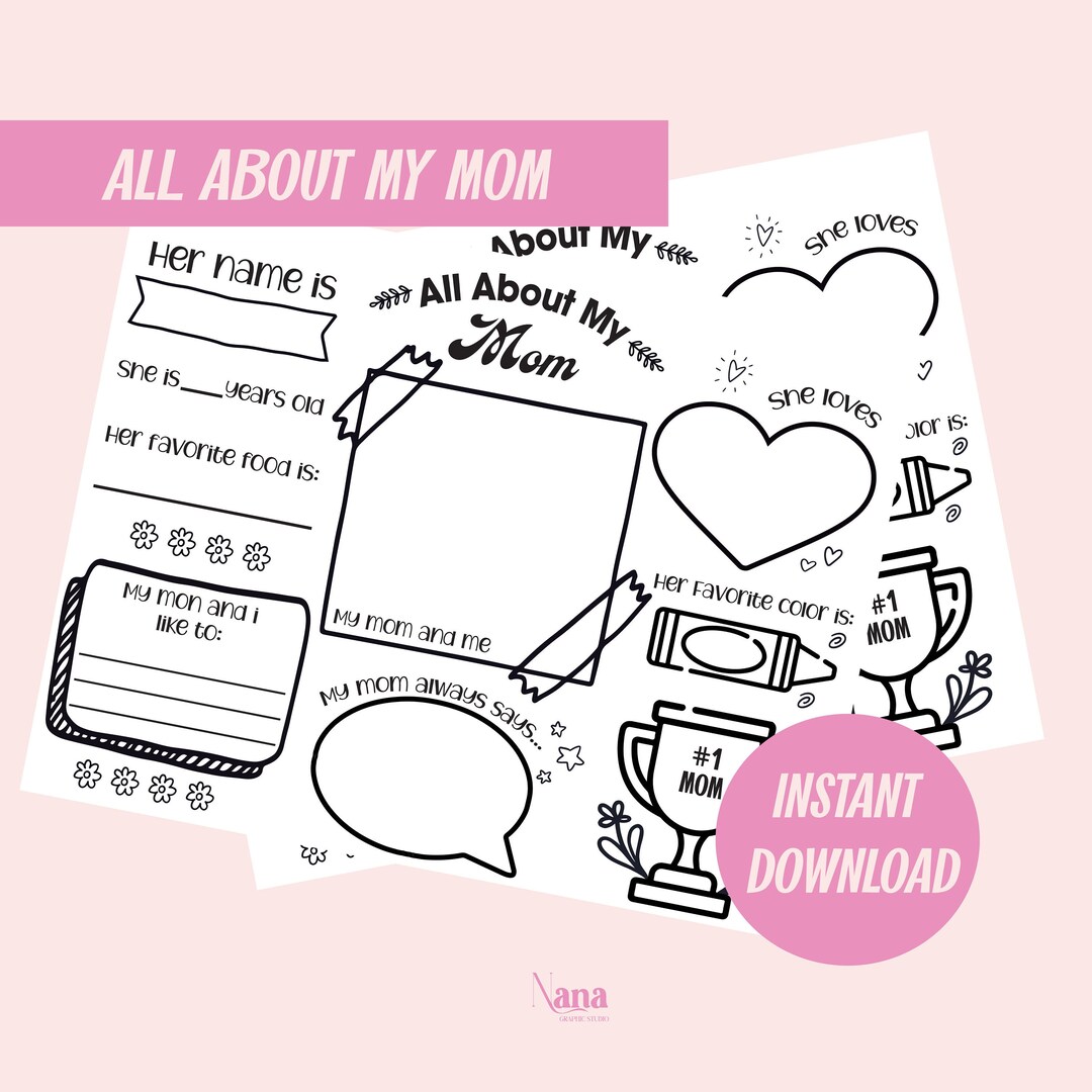 Mother's Day Printable, All About My Mom, Mothers Day Gift, Activity ...
