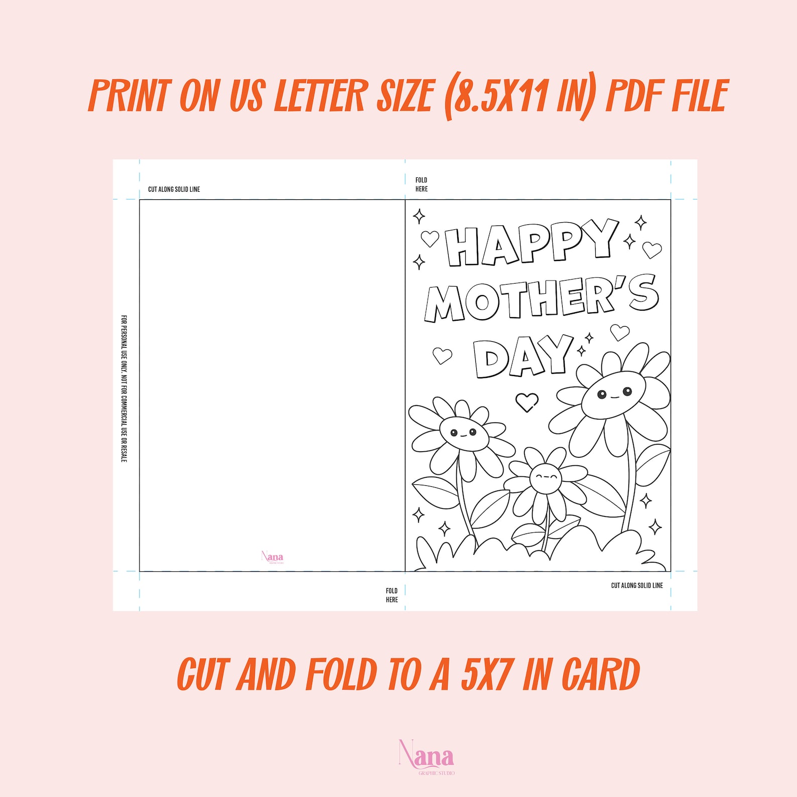 Happy Mother's Day Printable Coloring Card,mother's Day Card for Kids ...