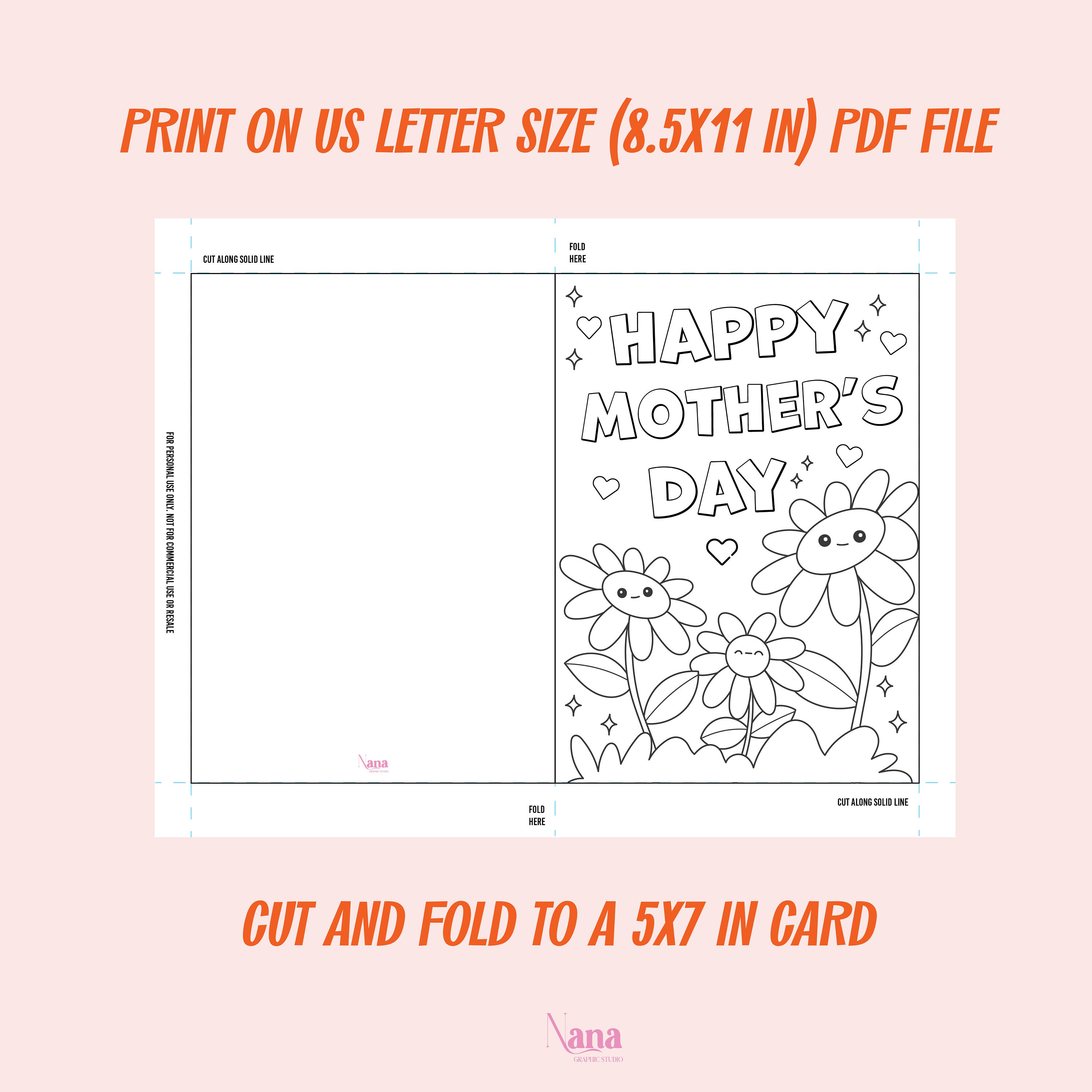 Happy Mother's Day Printable Coloring Card,mother's Day Card for Kids ...