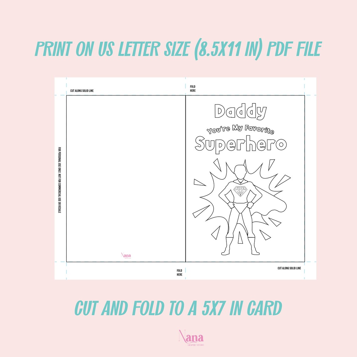 Father's Day Printable Coloring Card,father's Day Card for Kids ...