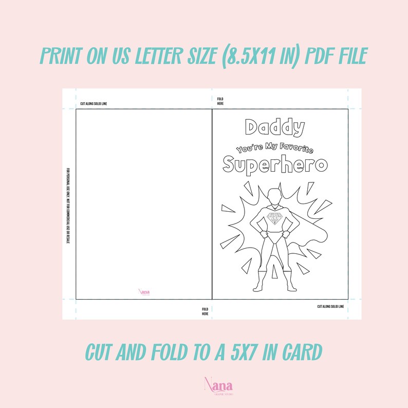 Father's Day Printable Coloring Card,father's Day Card for Kids ...