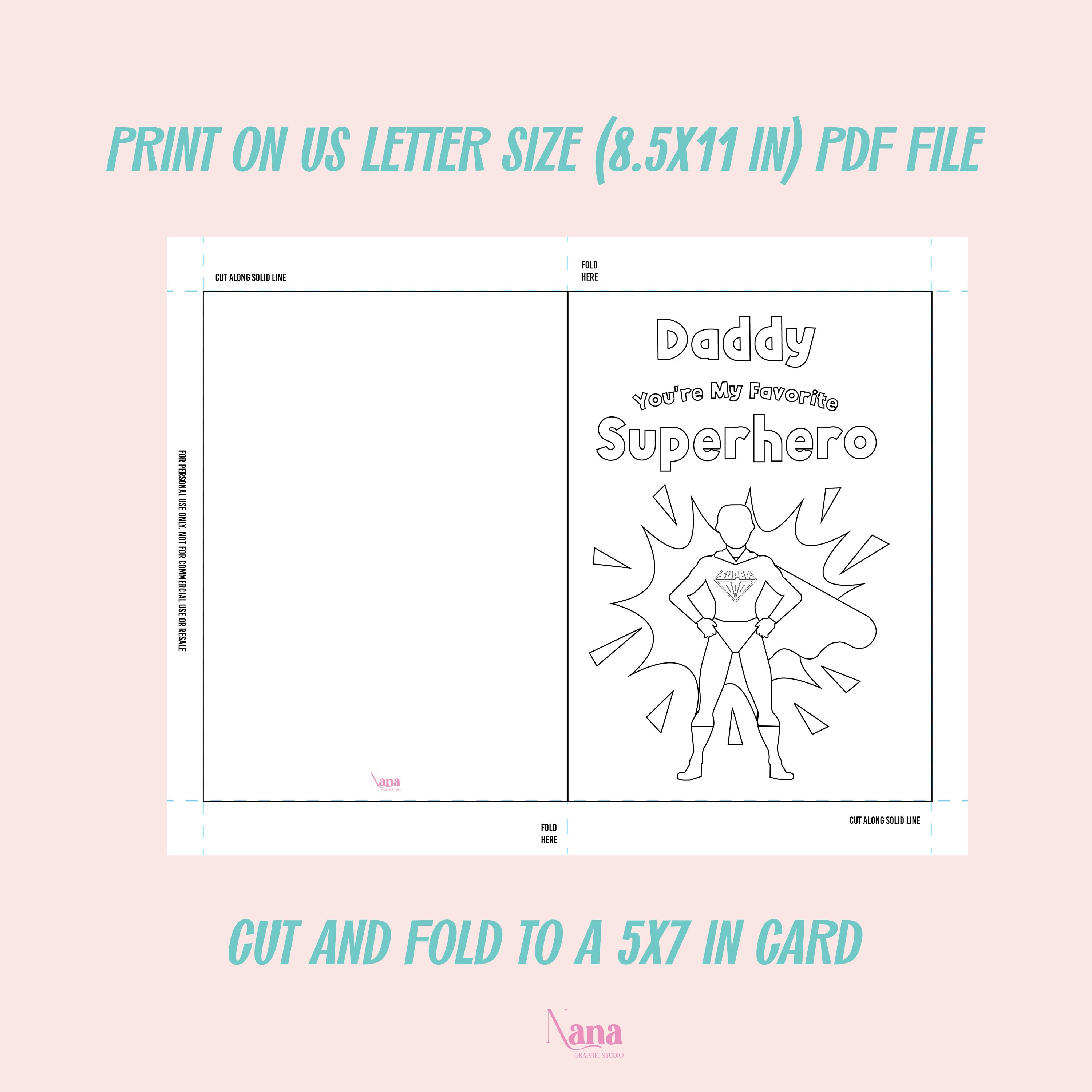 Father's Day Printable Coloring Card,father's Day Card for Kids ...