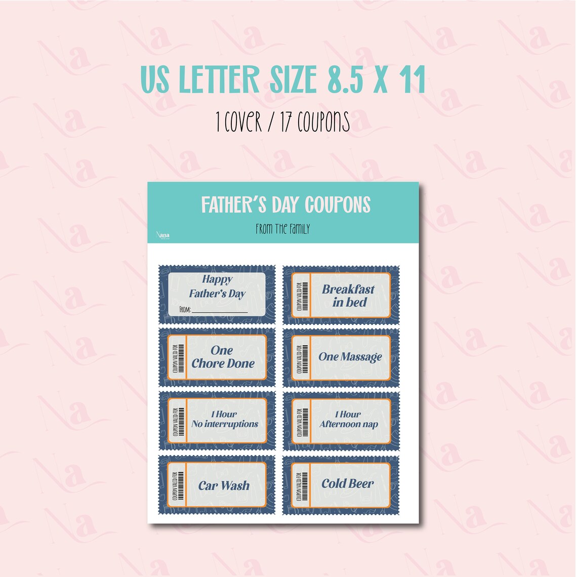 Father's Day Coupons, Printable Father's Day Gift, Father's Day Coupon ...