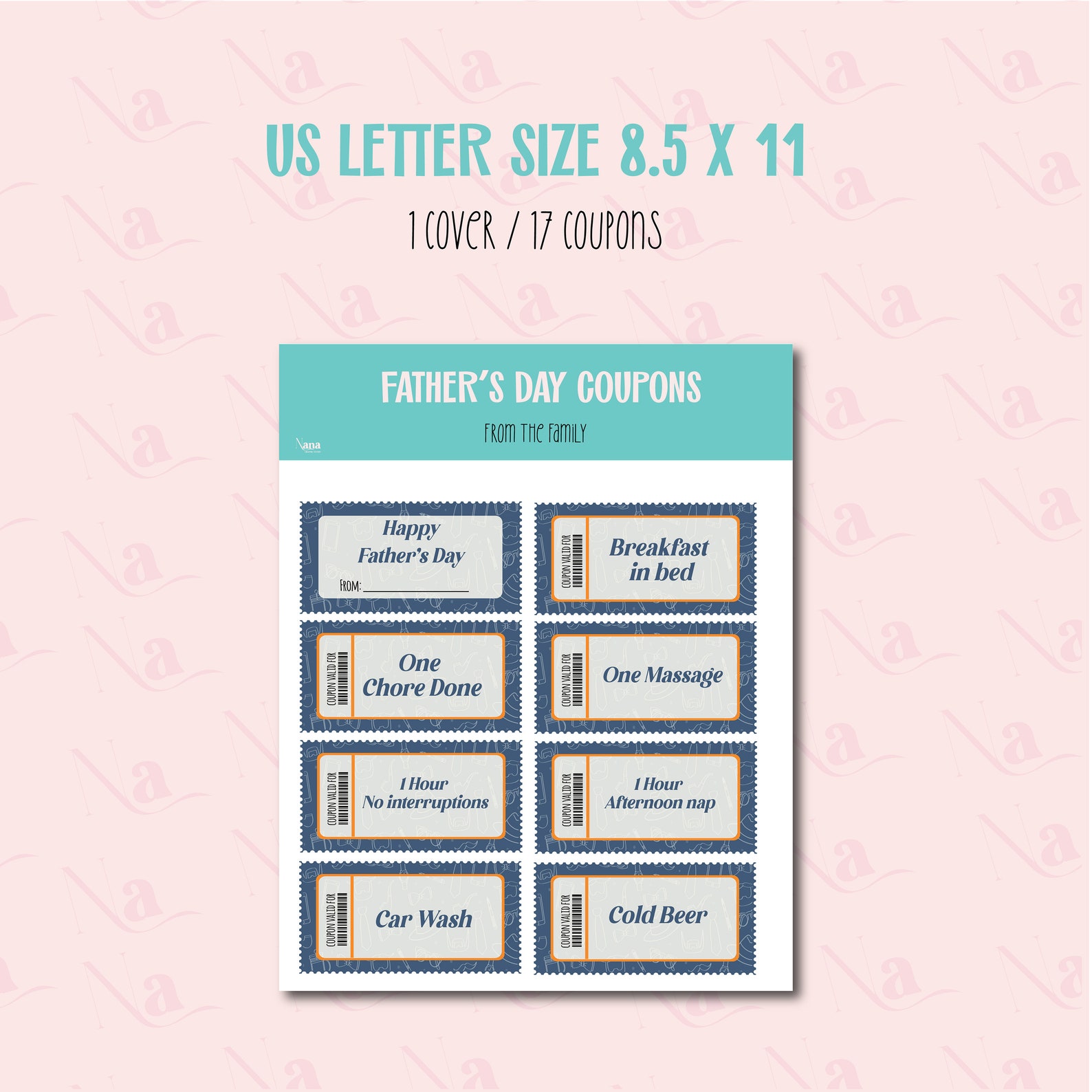 Father's Day Coupons, Printable Father's Day Gift, Father's Day Coupon ...