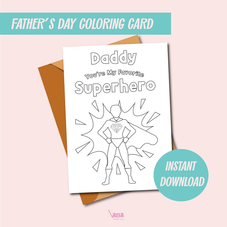 Father's Day Printable Coloring Card,father's Day Card for Kids ...