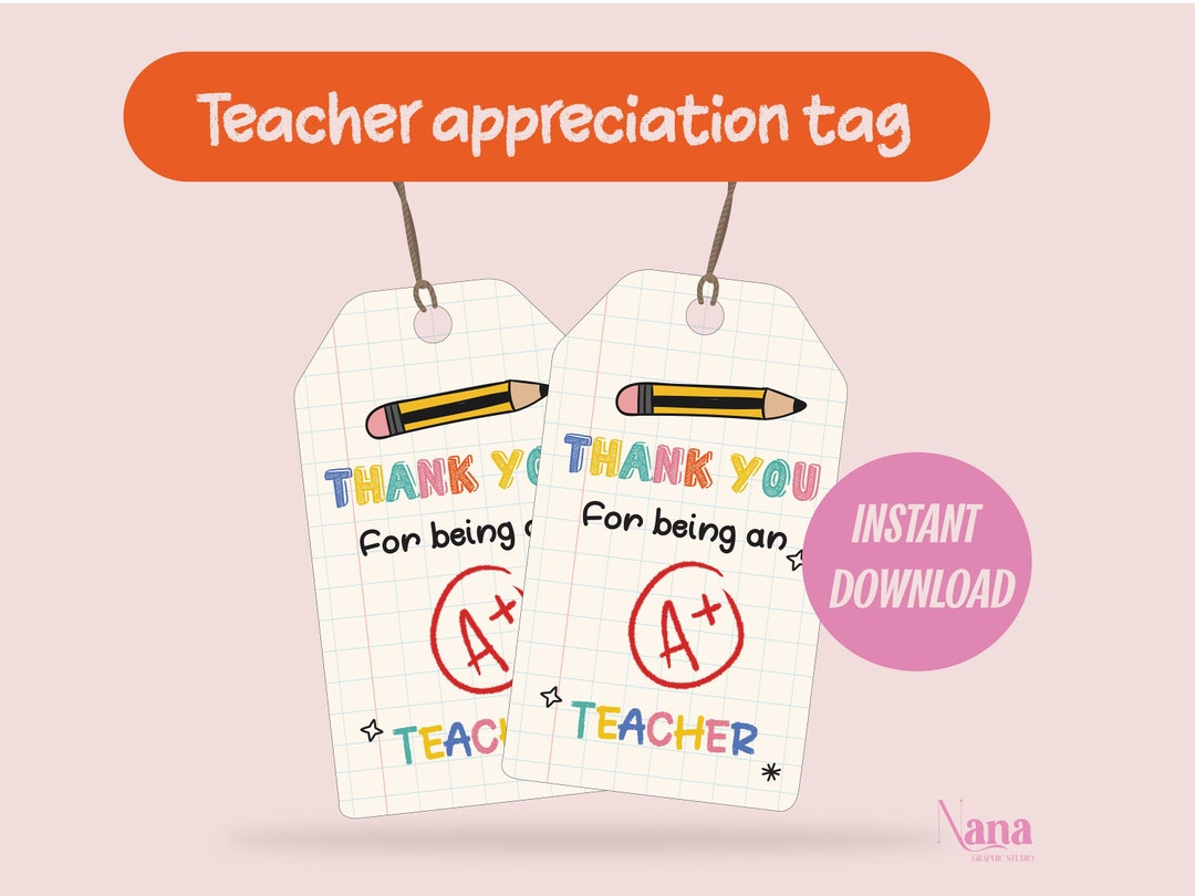 Teacher Appreciation Day Tag, Printable Gift Tags for Teacher ...