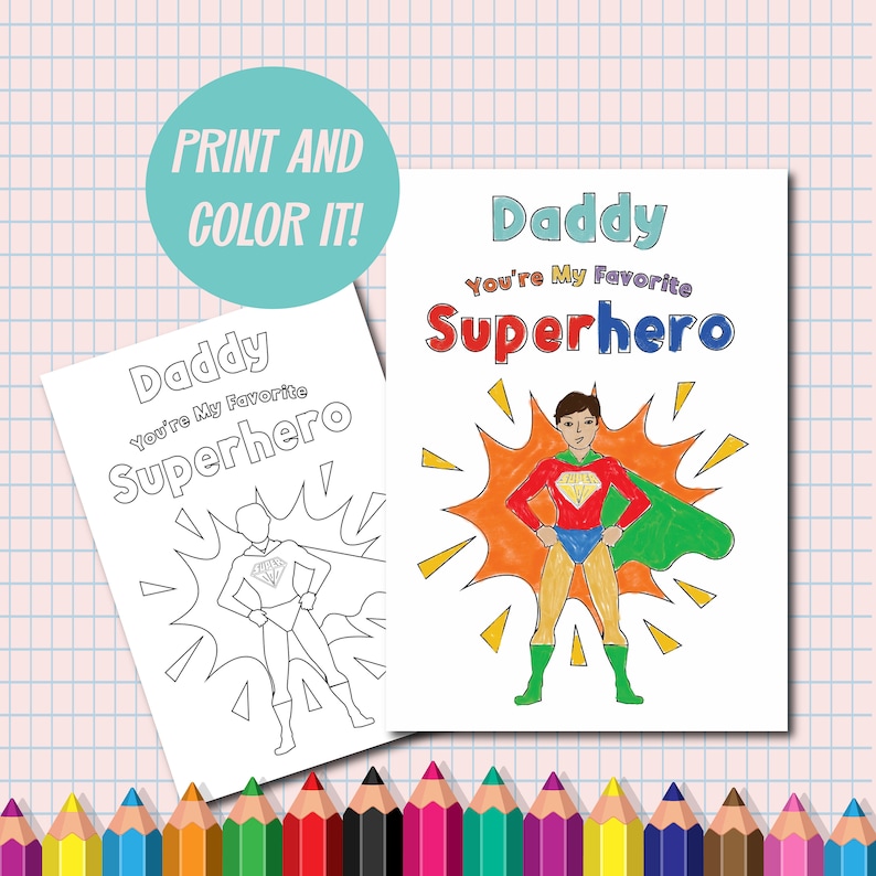 Father's Day Printable Coloring Card,father's Day Card for Kids ...