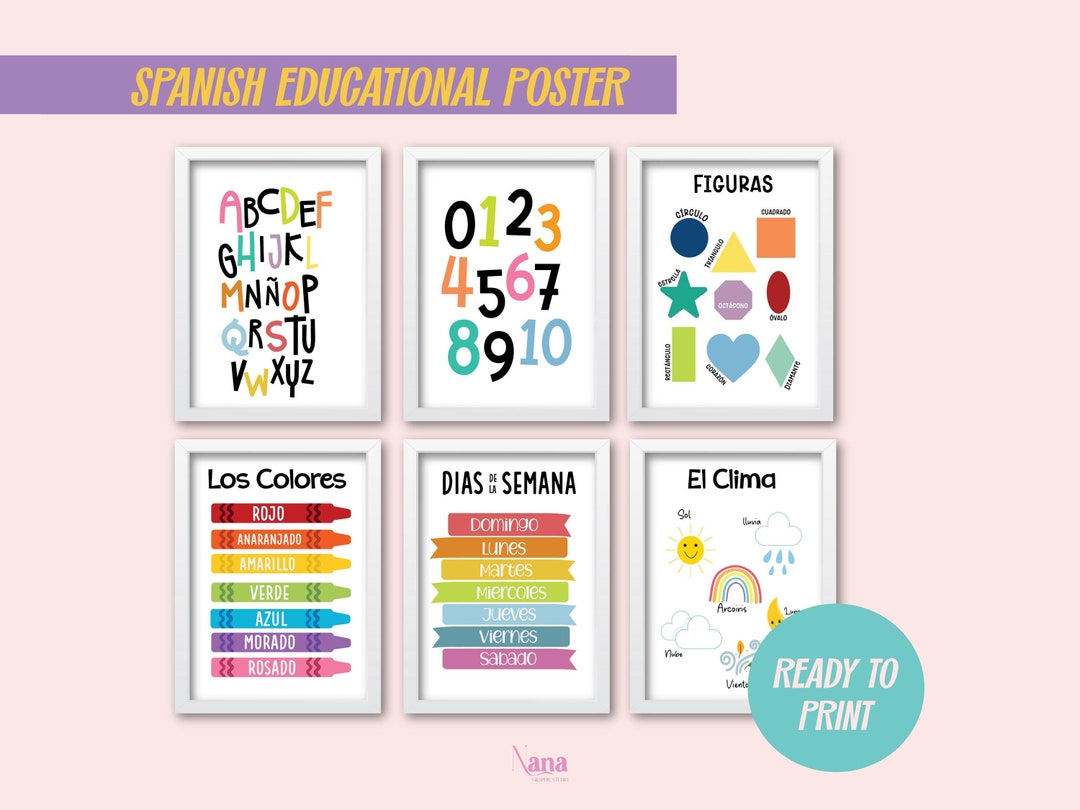SPANISH Educational Poster, Set- Learning Art, Preschool Poster ...