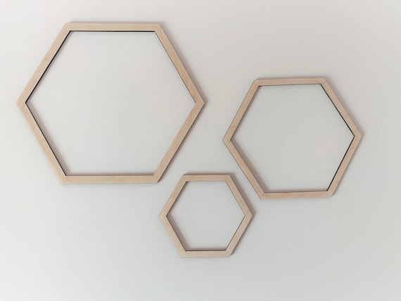 Wooden Hexagon Outline / Marcrame Mobile / Nursery Shapes / | Etsy