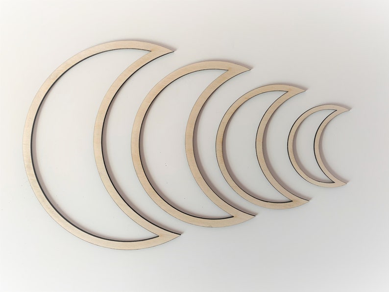 Wooden Moon Outline / Macrame Mobile / Nursery Shapes / Wooden | Etsy