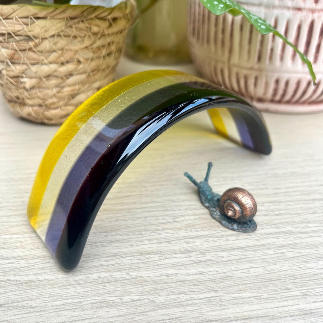 Non-binary Enby Pride Rainbow Flag Glass Sculpture. Transgender Pride ...