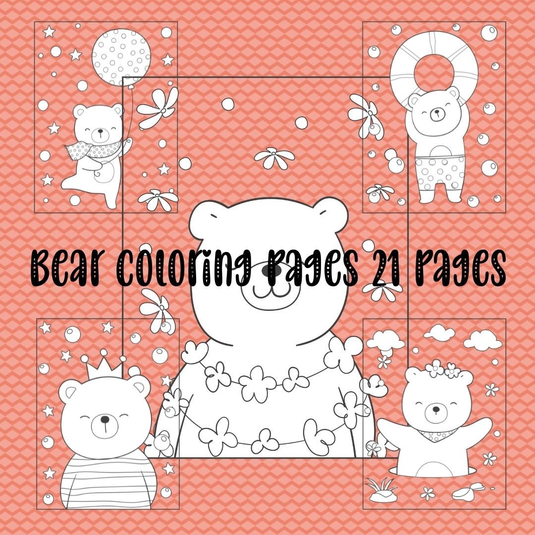 Kids Coloring Pages Bear Coloring Activity Book - Etsy