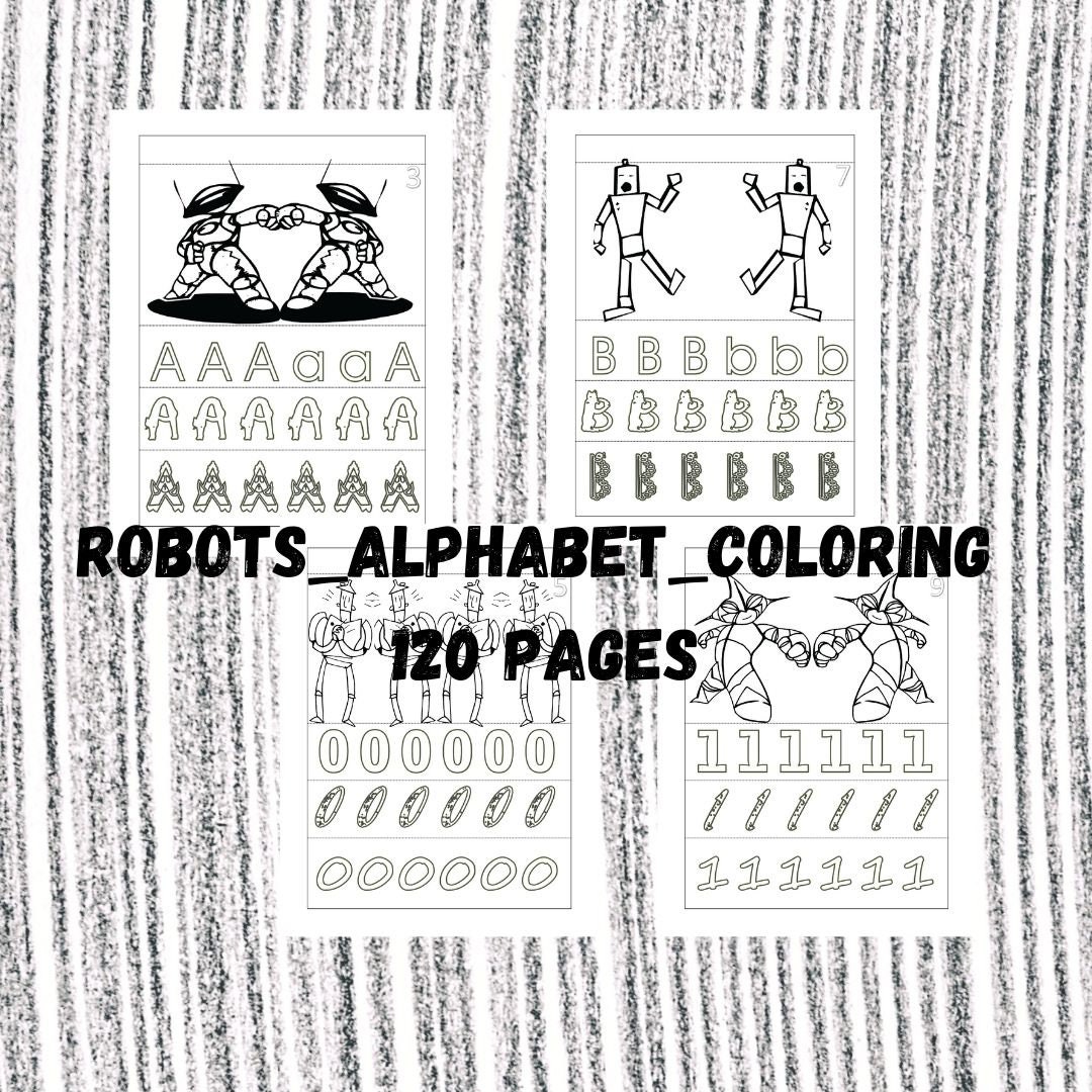 Kids Coloring Pages Robot Coloring Activity Alphabet Book - Etsy Australia