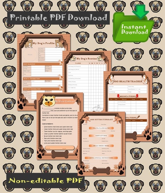 Printable Pet Dog Planner and Pet Information Tracker | Etsy