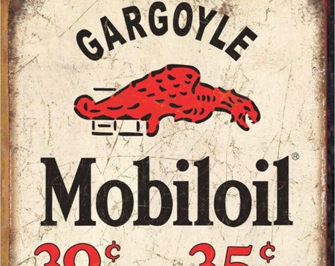 Vintage Mobil Gargoyle Sign: Gas & Oil Advertising, 12.5"x16" Tin - Etsy