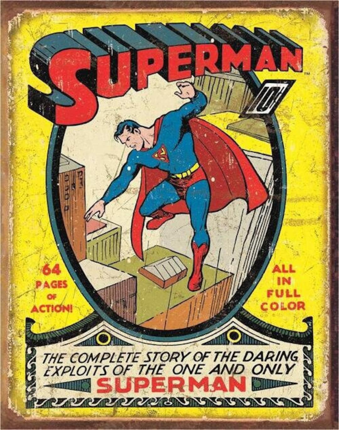 Vintage Superman Tin Sign | DC Comics Garage Decor - Etsy