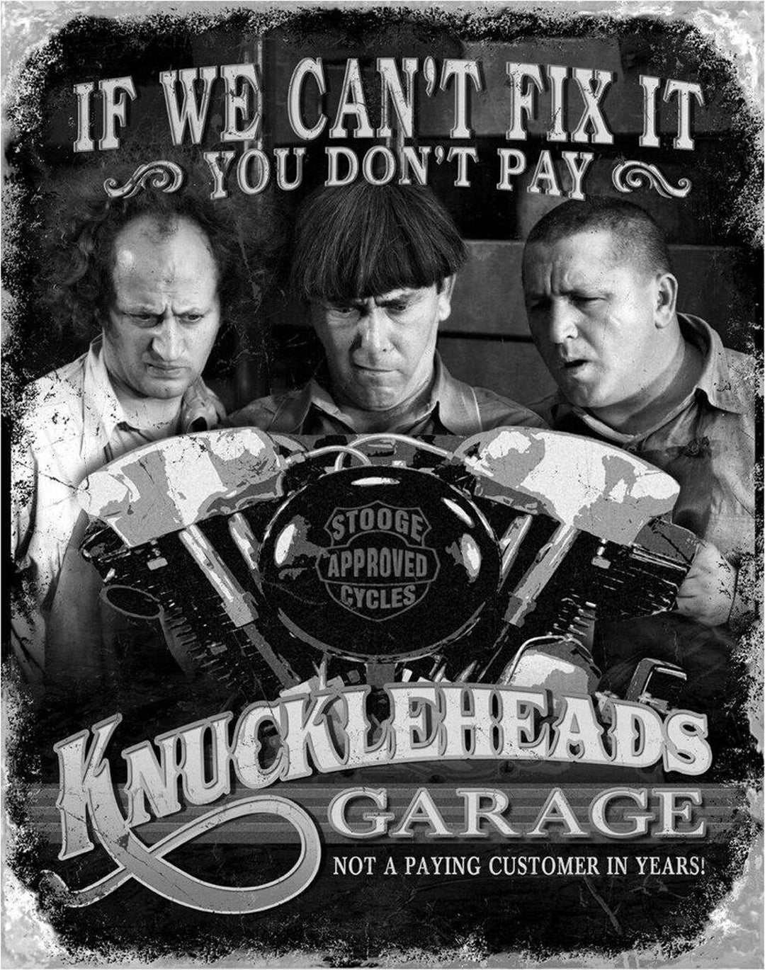 Three Stooges | Knuckleheads Garage | Vintage Sign | Tin Sign | Garage ...