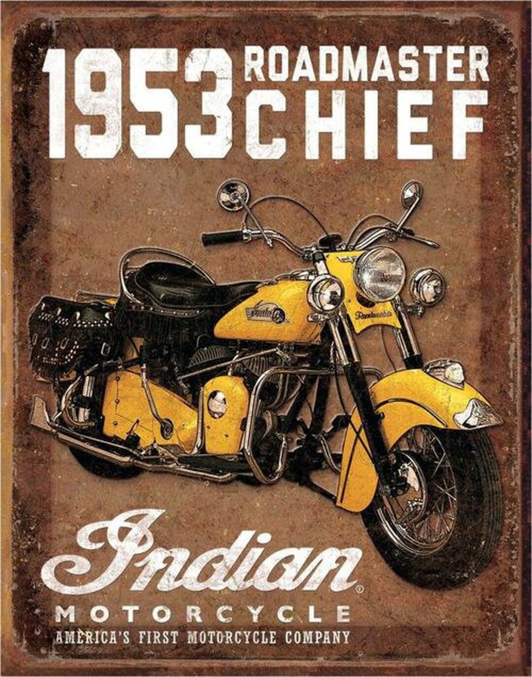 1953 Indian Motorcycle Sign: Vintage Style Tin Garage Decor (12.5"x16 ...