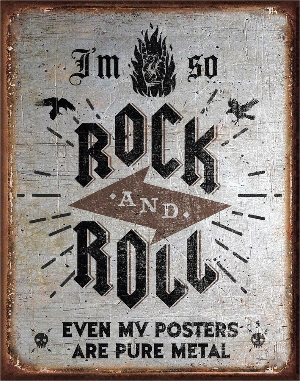 Vintage Rock and Roll Tin Sign: Man Cave Garage Decor (12.5"x16") - Etsy